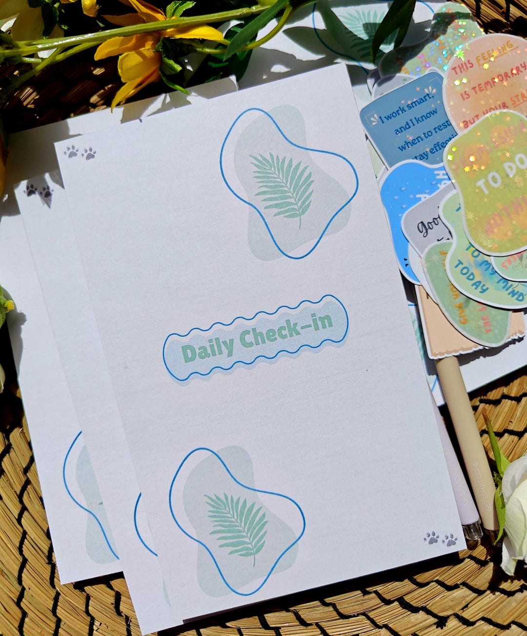 Daily Check-in Notepad and Sticker Set |to Do List Pad | Mental Health ...