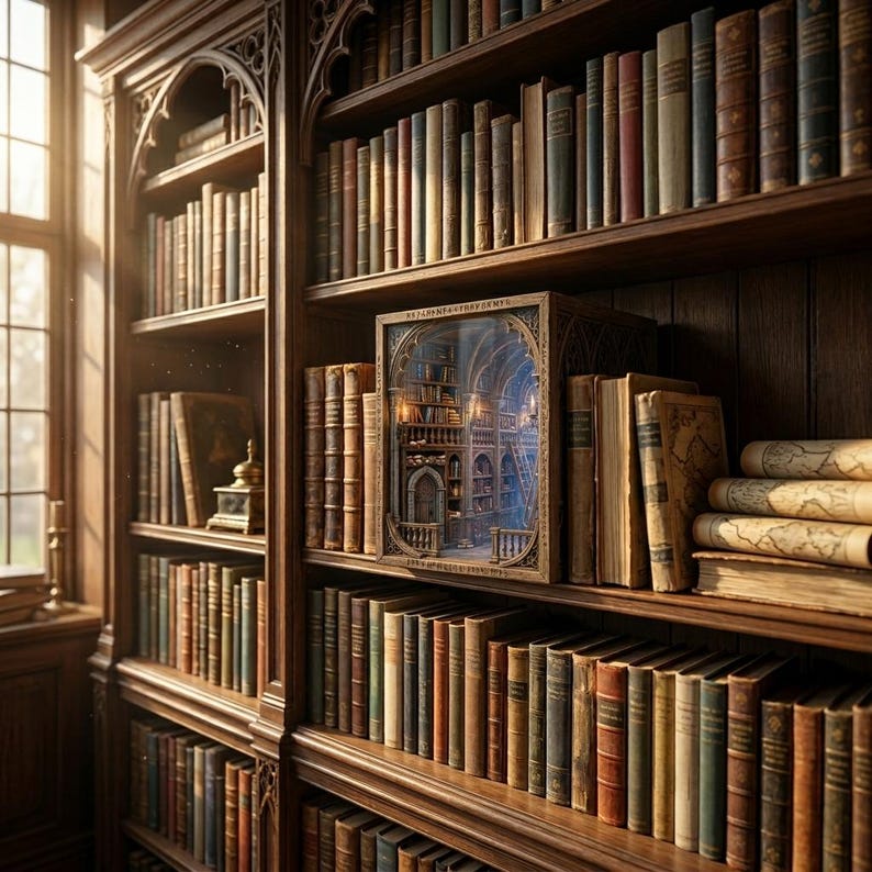 Gothic Library Book Nook STL | Fantasy Bookshelf Insert Diorama ...