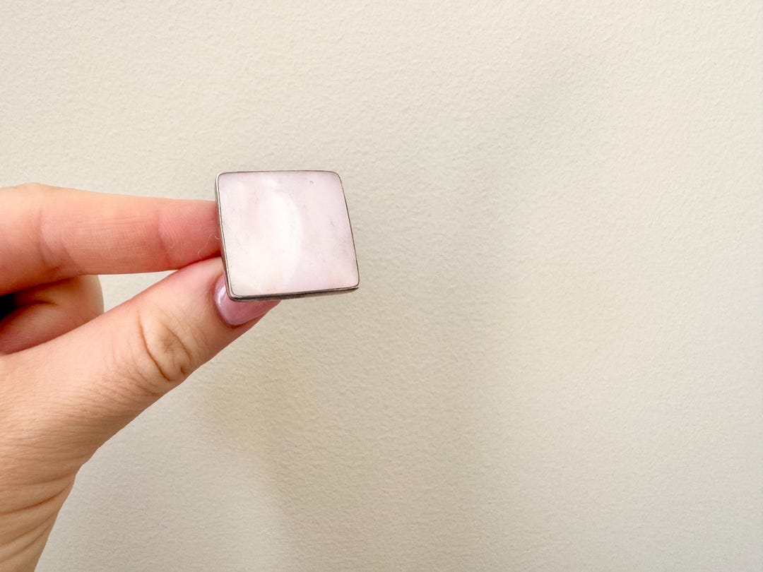 Vintage Sterling Silver Square Pink Shell Statement Ring - Etsy