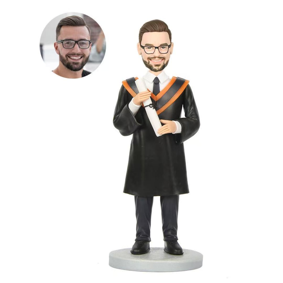 Custom Graduation Bobblehead: Personalized Polymer Clay Graduate ...