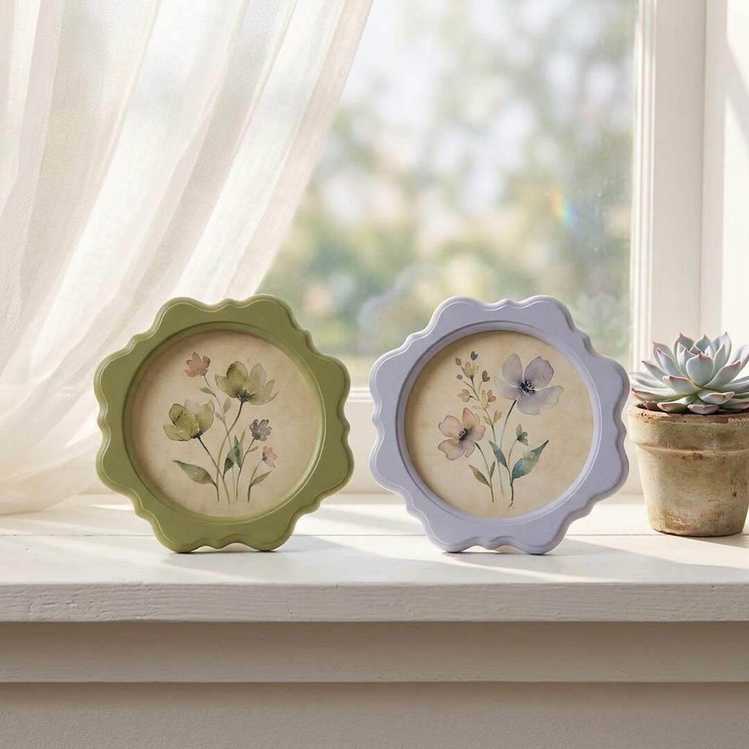 4x4 Wavy Scalloped Round Picture Frames, Pastel Colors, Single | 4 ...