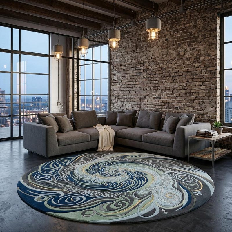 Blue/grey Round Rugs - Etsy