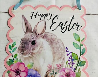 Easter Wreath Sign, Bunny Spring Sign, Easter Decoration, Spring ...