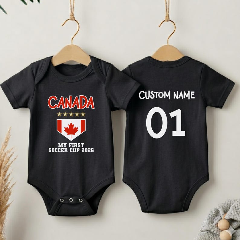 Custom My First Soccer Cup 2026 Canada Bodysuit With Personalized Name ...
