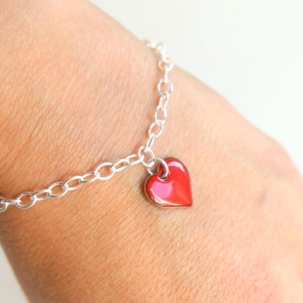 Red Heart Bracelet - Etsy