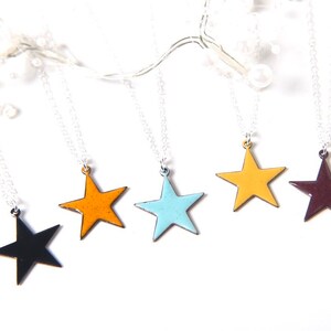 Mint Green Star Pendant, Turquoise Enamel on Copper in a Celestial Star ...
