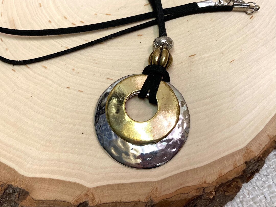 Silver and Gold Circle Necklace - Etsy