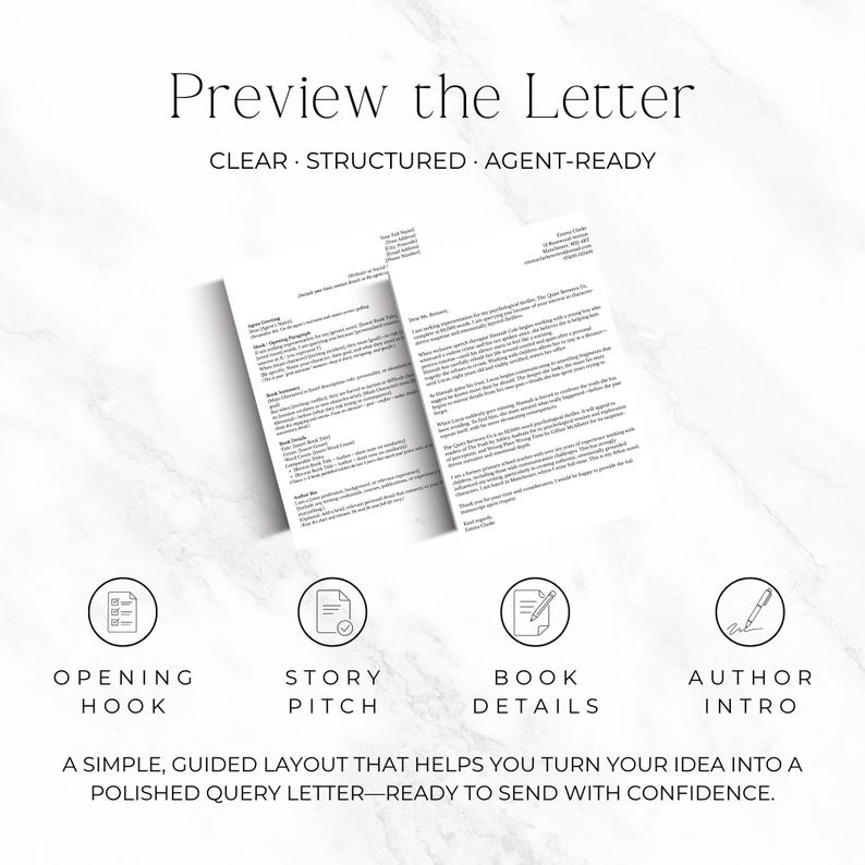 Query Letter Template for Authors, Literary Agent Submission Canva ...
