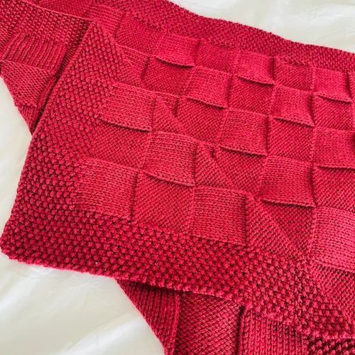 Knitting Pattern Seeded Border Basket Weave Blanket Throw - Etsy