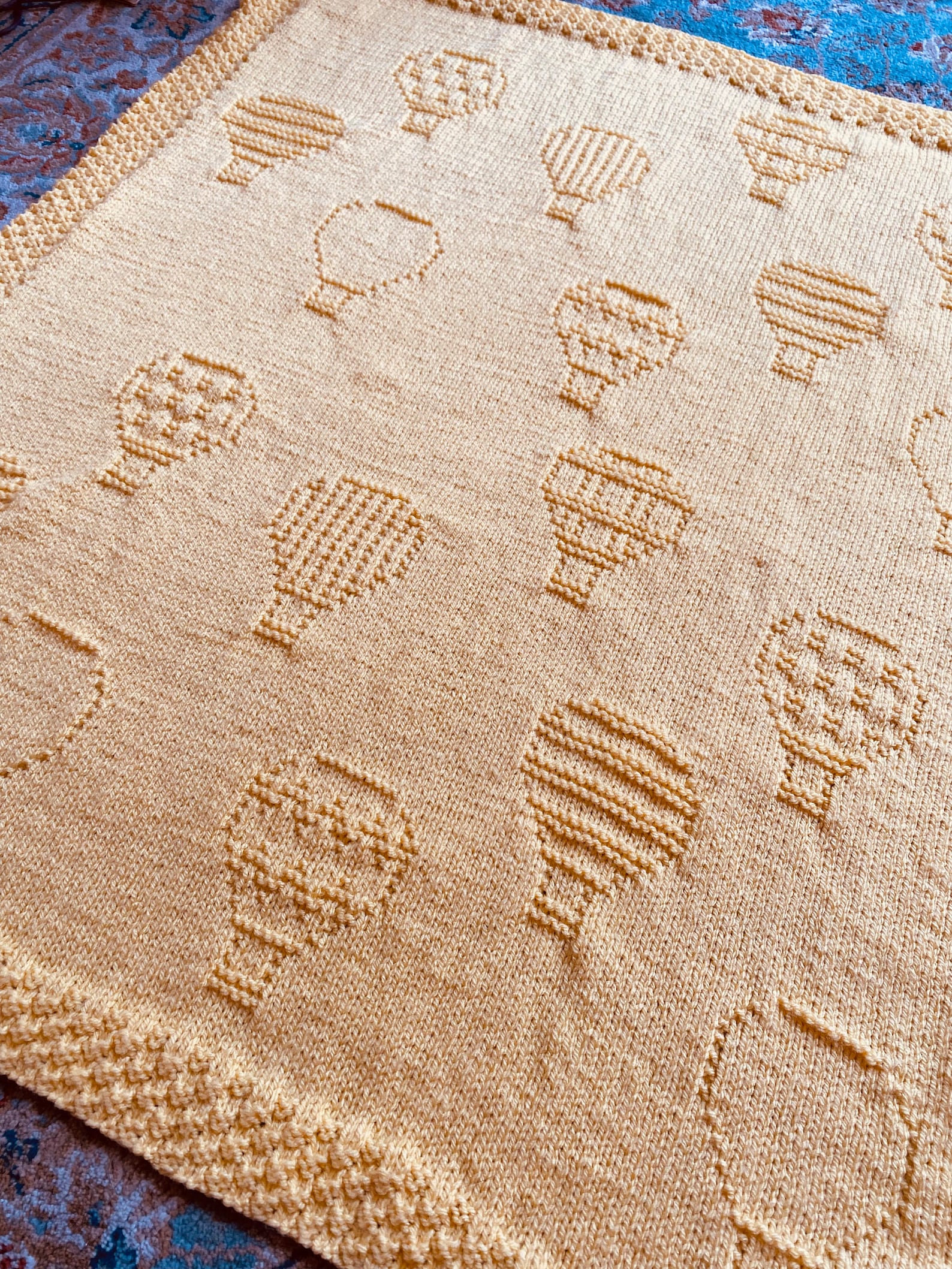 Knitting Pattern, Textured Hot Air Balloons Blanket, Instant Download ...