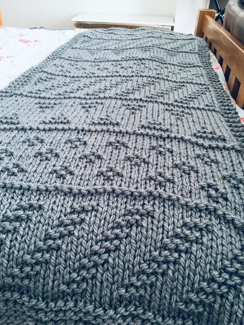 Knitting Pattern Textured Stripe Bed Runner PDF Instant | Etsy