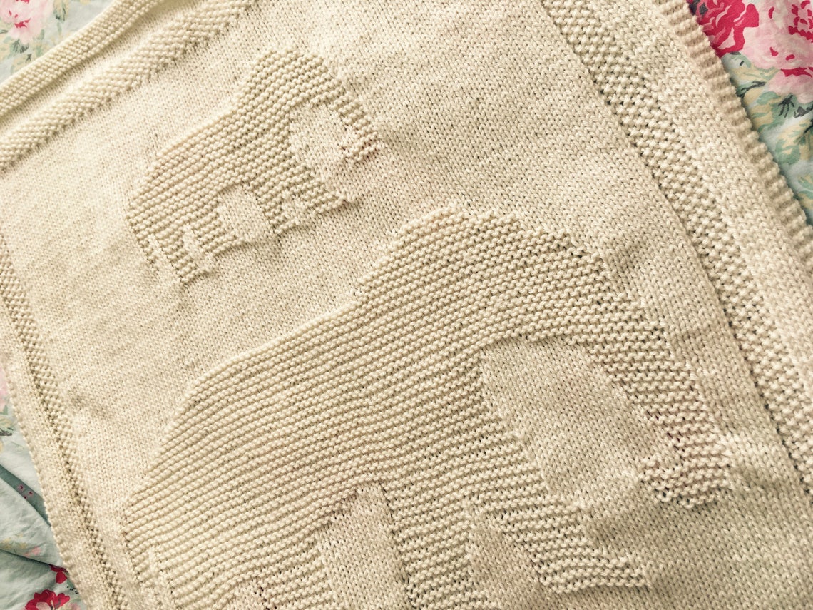 Knitting Pattern Elephant Baby Blanket PDF Instant Download | Etsy Canada