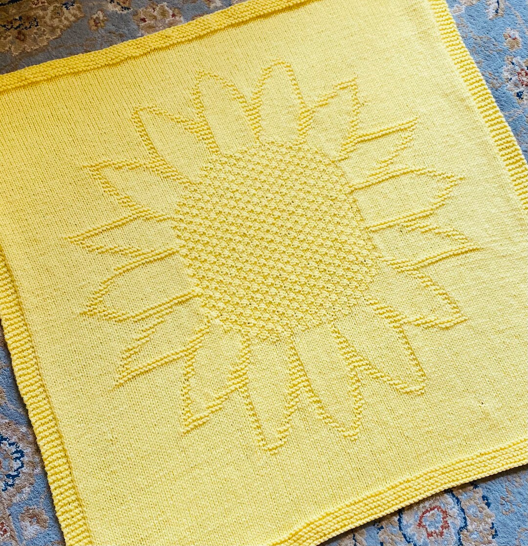 Knitting Pattern, Sunflower Blanket, Picture Blanket, PDF, Instant ...