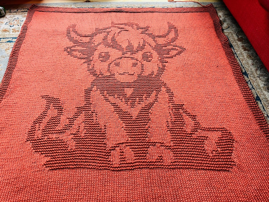 Knitting Pattern, Highland Cow Blanket, Picture Blanket, PDF, Instant ...