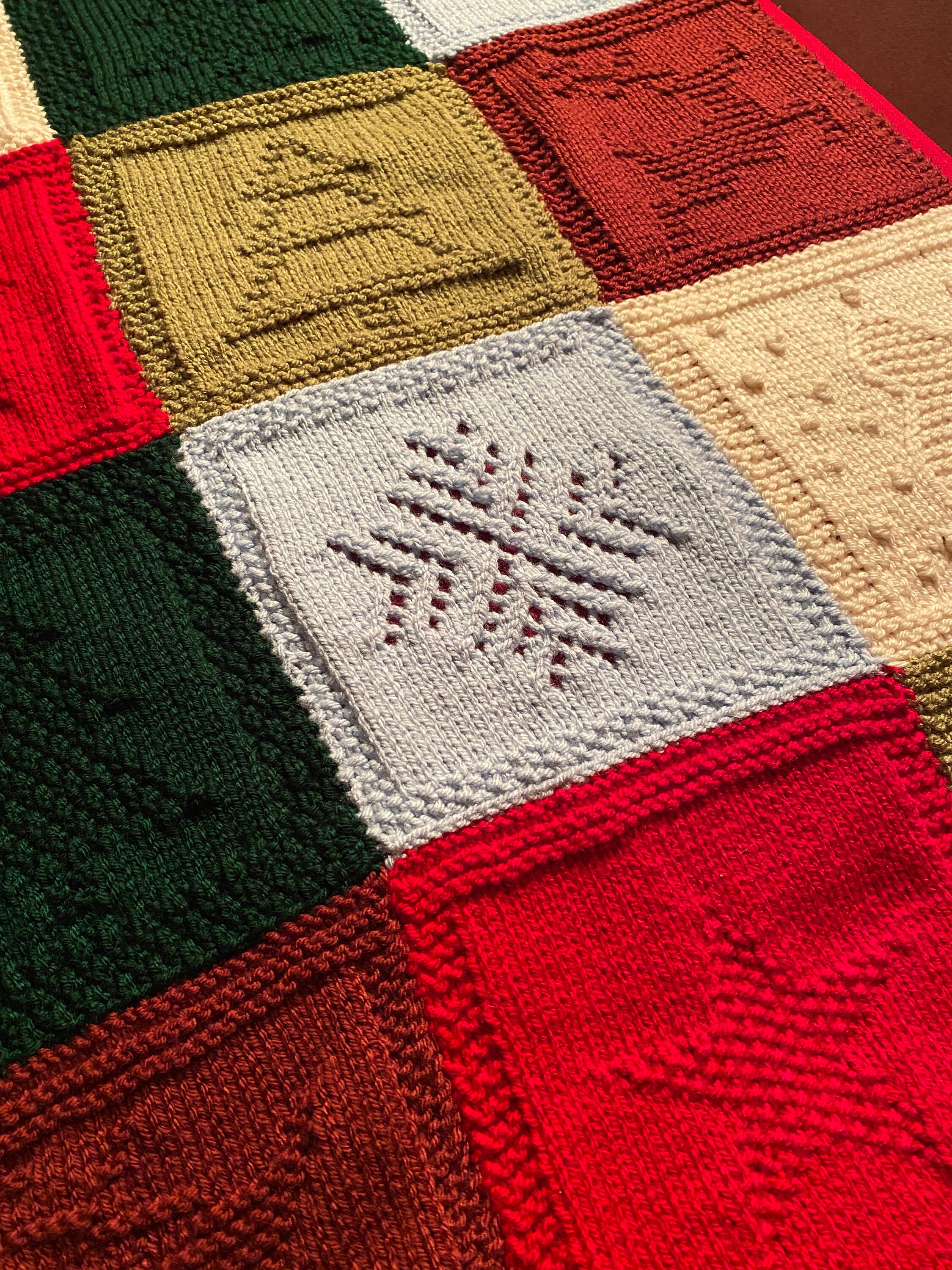 Knitting Pattern, Christmas Patchwork Blanket, Instant Download, - Etsy