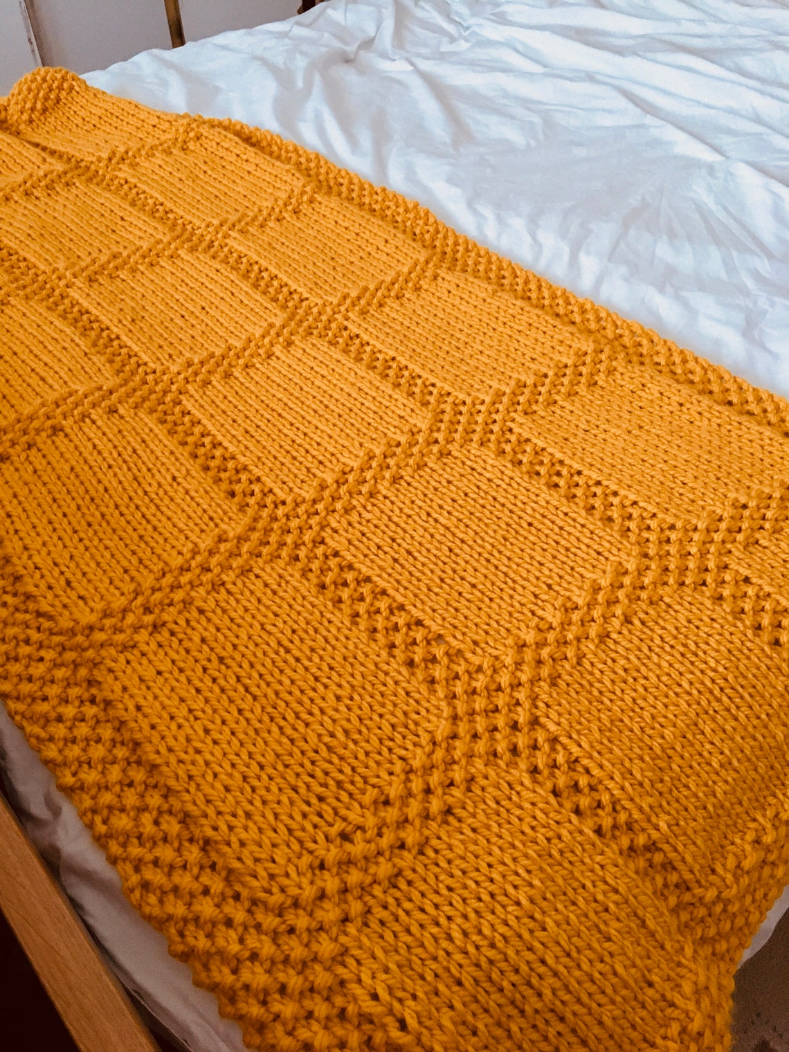 Easy Knitting Pattern, Squares Bed Runner, PDF, Instant Download ...