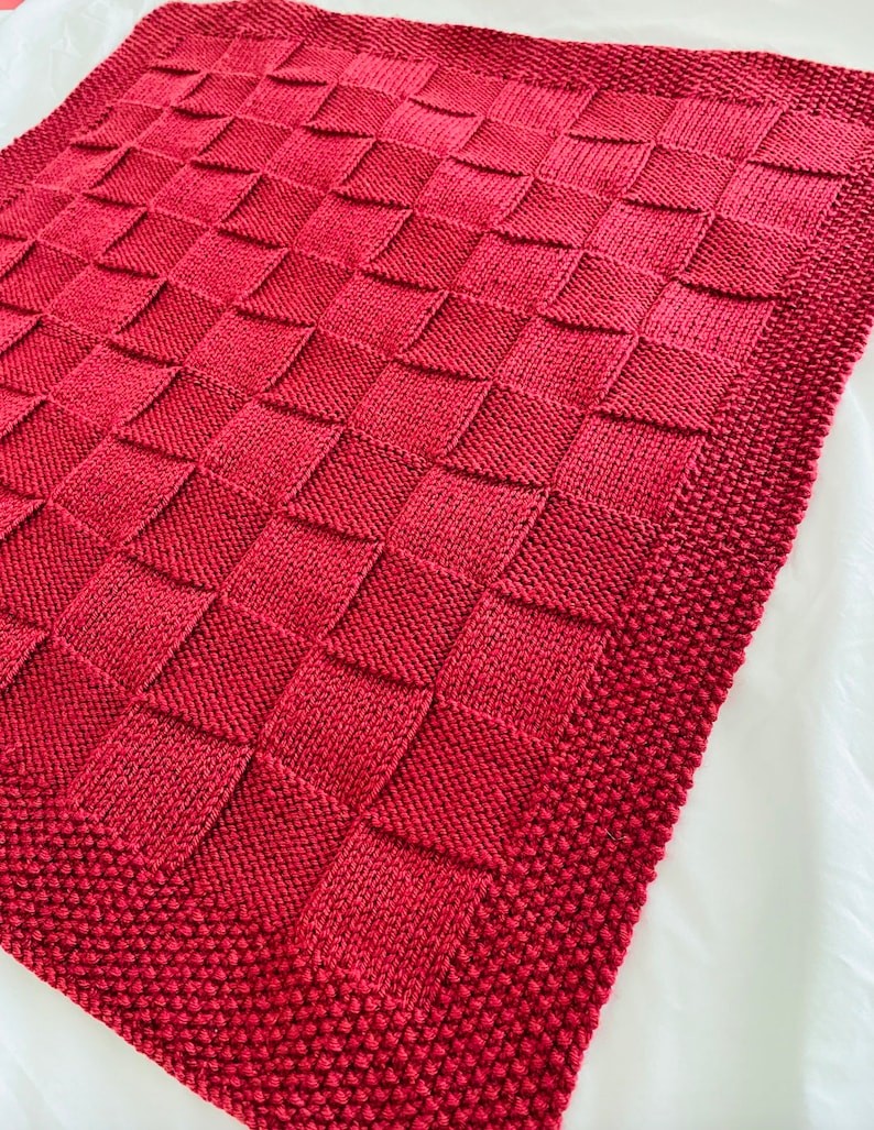 Knitting Pattern Seeded Border Basket Weave Blanket Throw | Etsy