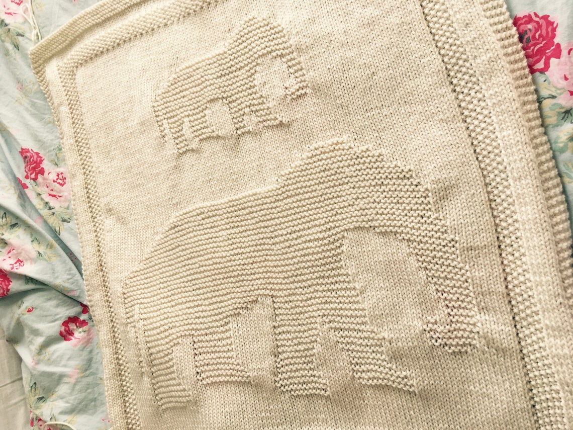 Knitting Pattern Elephant Baby Blanket PDF Instant Download | Etsy Canada