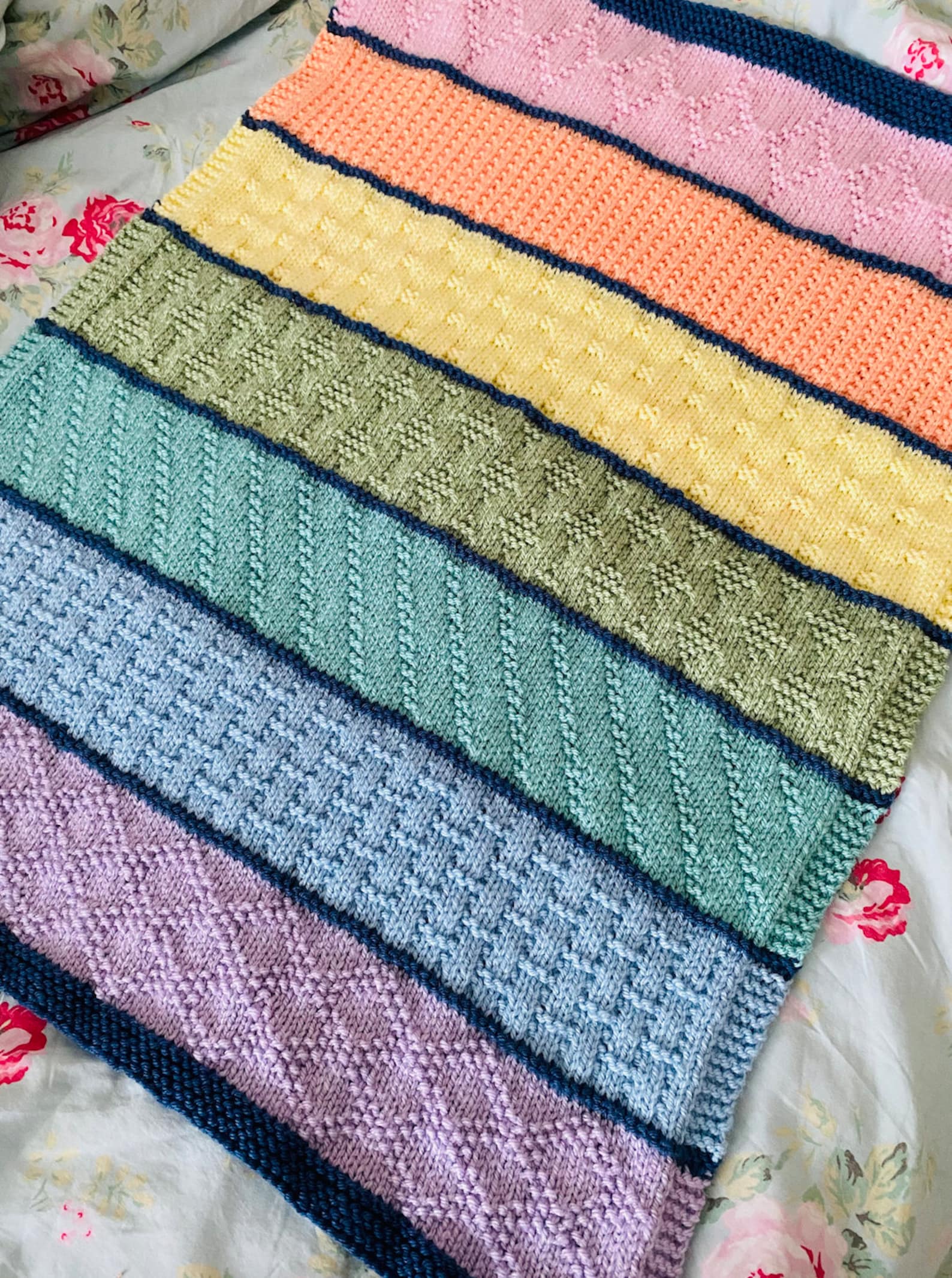 Knitting Pattern Colourful Sample Blanket - Etsy