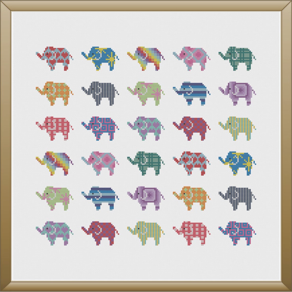 Elephants - Trunks Up! Cross Stitch Pattern, PDF, Instant Download - Etsy