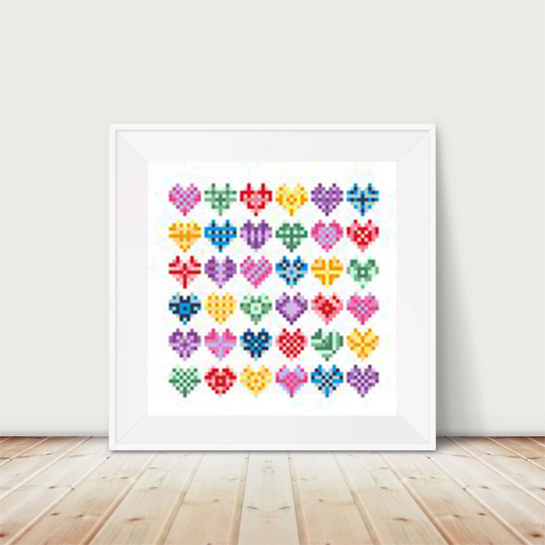 Mini Hearts Cross Stitch Pattern, DMC Threads, PDF, Instant Download - Etsy