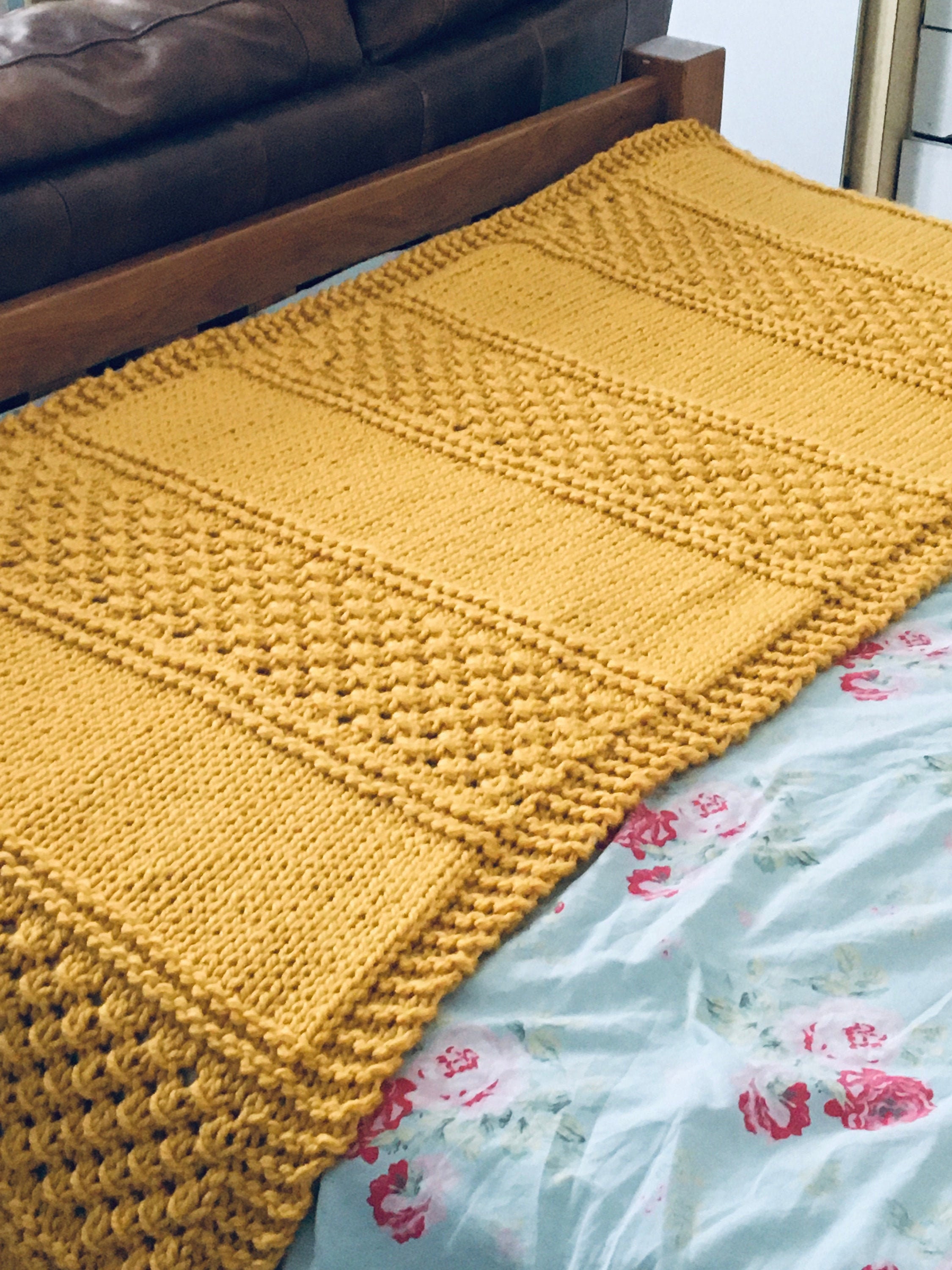 Knitting Pattern Lace Stripe Bed Runner and Blanket Super - Etsy