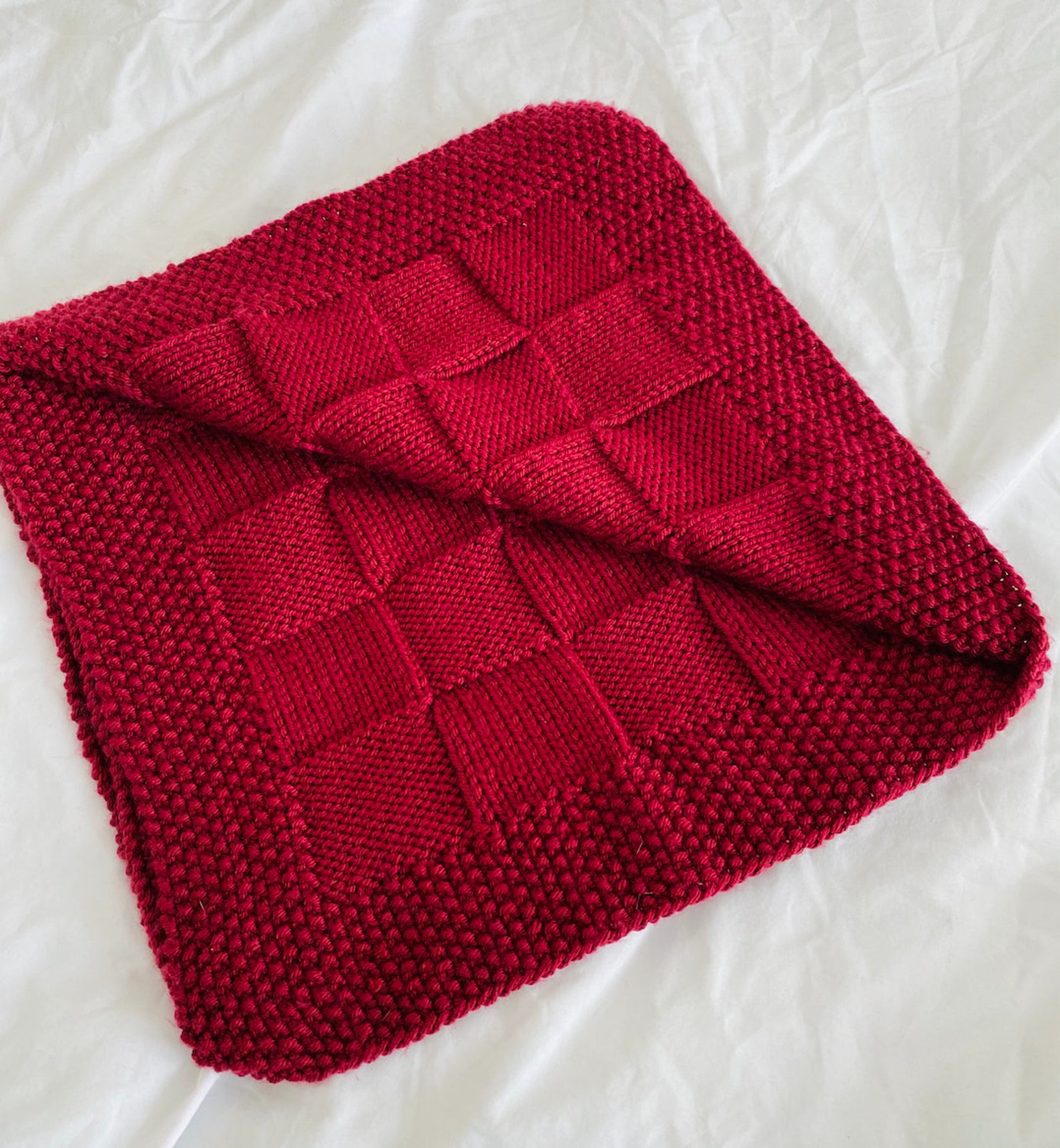 Knitting Pattern Seeded Border Basket Weave Blanket Throw | Etsy