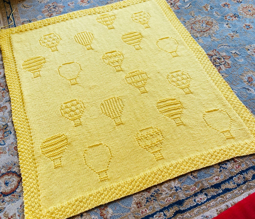 Knitting Pattern, Textured Hot Air Balloons Blanket, Instant Download ...