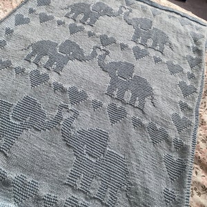 Knitting Pattern, Loved up Elephants, Baby Blanket, Throw, PDF, Instant ...