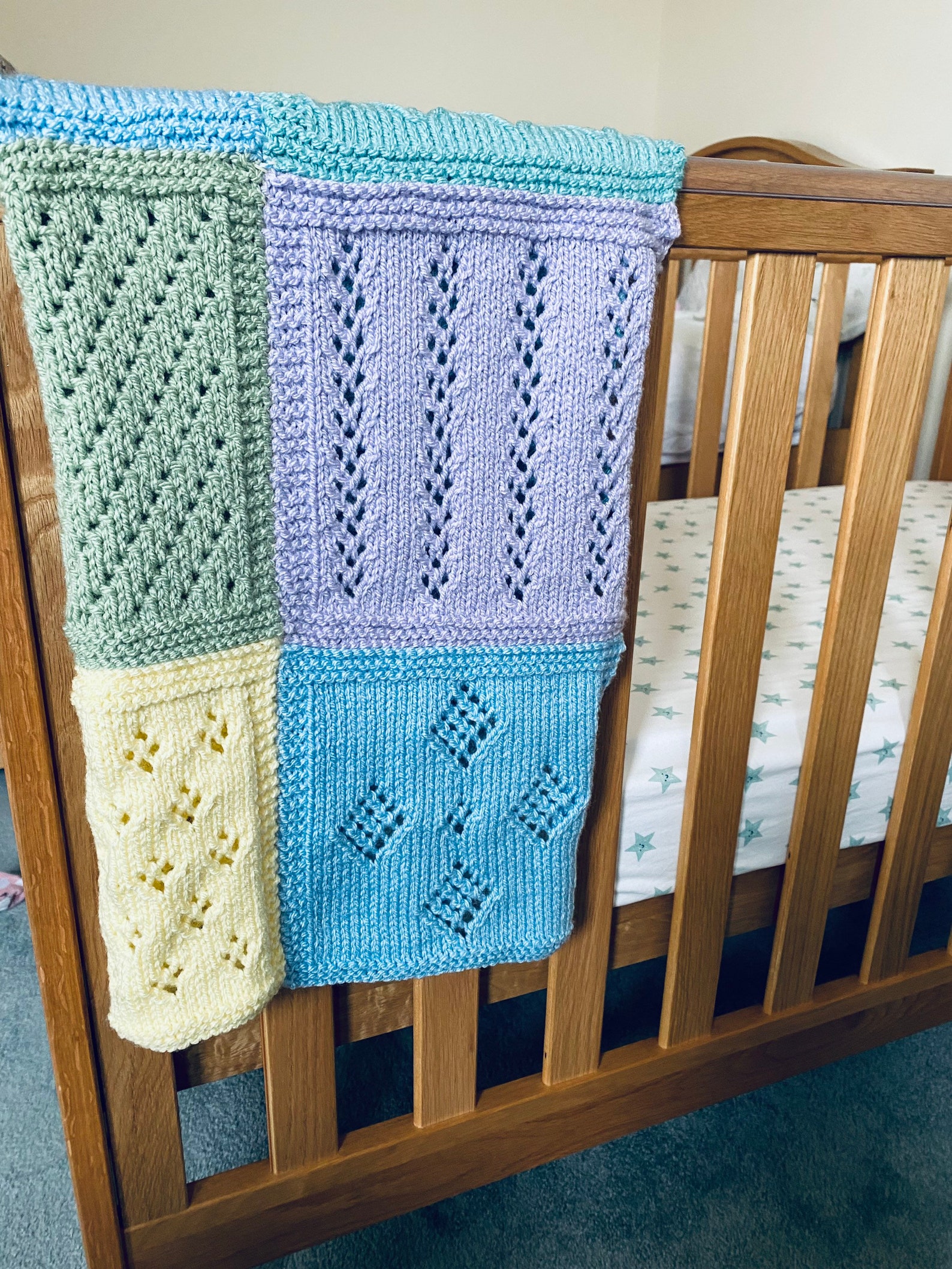 Knitting Pattern, Lace Patchwork Blanket, Knitted Squares, Patches ...