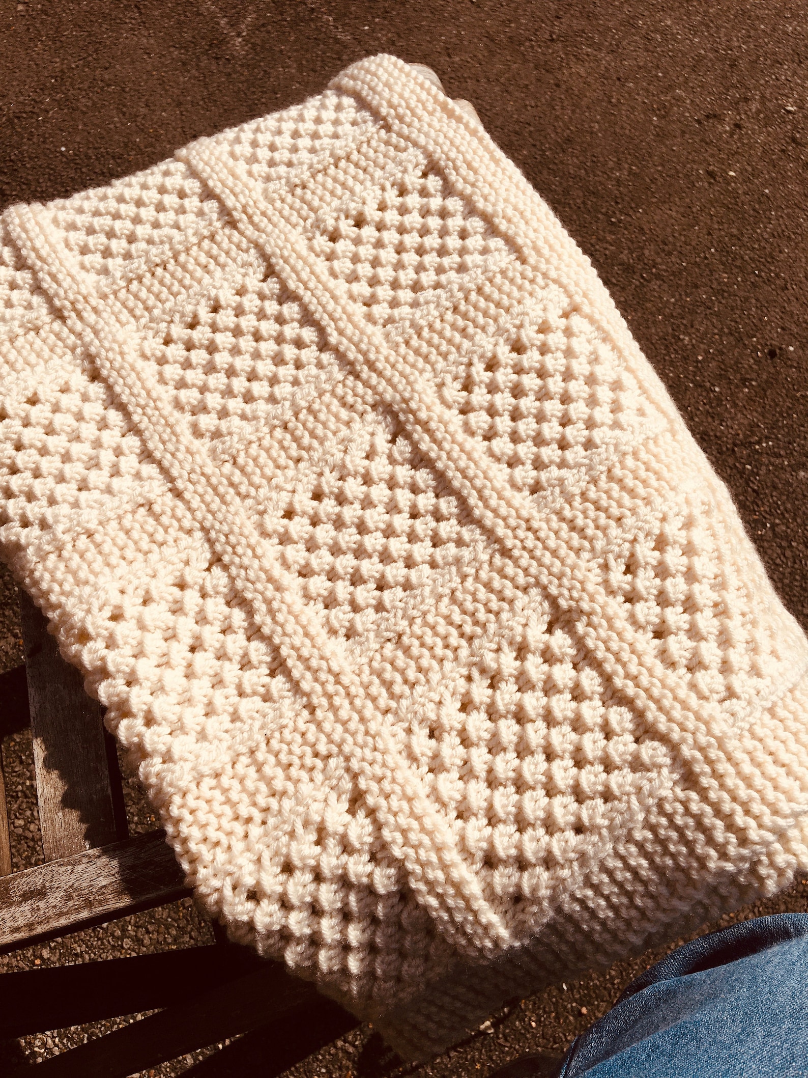 Knitting Pattern, Lace Panel Blanket, Textured, Cosy, Aran, Worsted ...