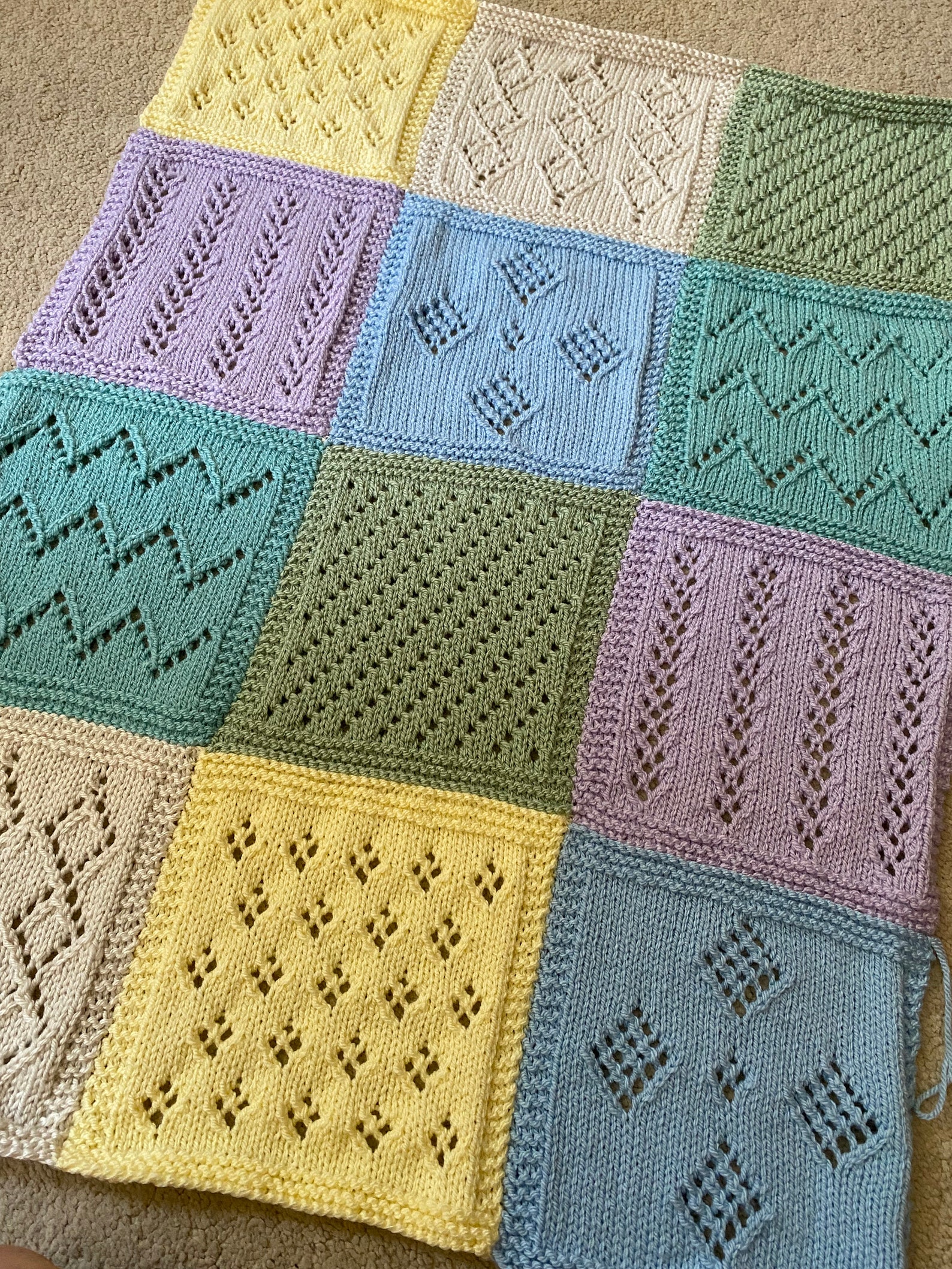 Knitting Pattern, Lace Patchwork Blanket, Knitted Squares, Patches ...