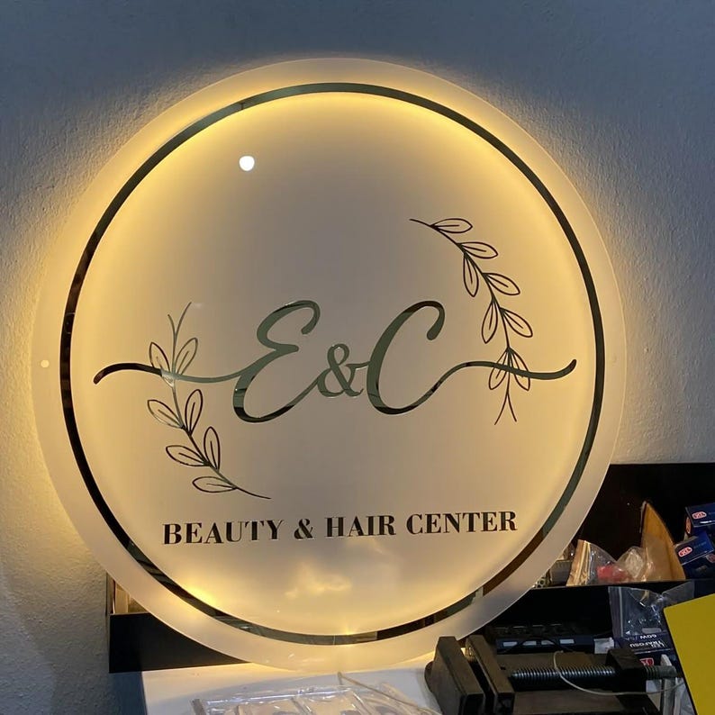 Custom Neon Logo Sign | Acrylic LED Backlit Business Signage | Round ...