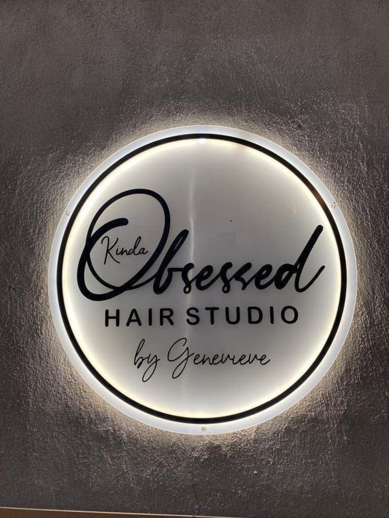 Custom Neon Logo Sign | Acrylic LED Backlit Business Signage | Round ...
