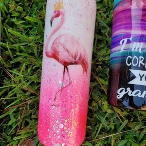 One Custom Tumbler Glitter Flocking Fabulous Flamingo - Etsy