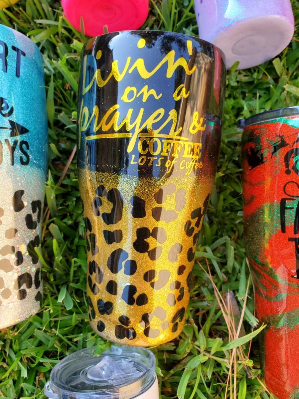 One Custom Tumbler Glitter Flocking Fabulous Flamingo | Etsy