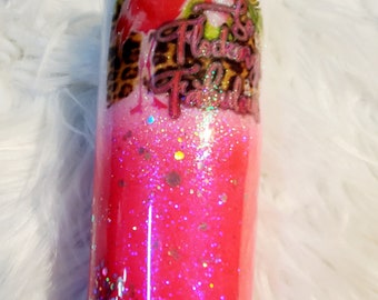 One Custom Tumbler Glitter Flocking Fabulous Flamingo | Etsy