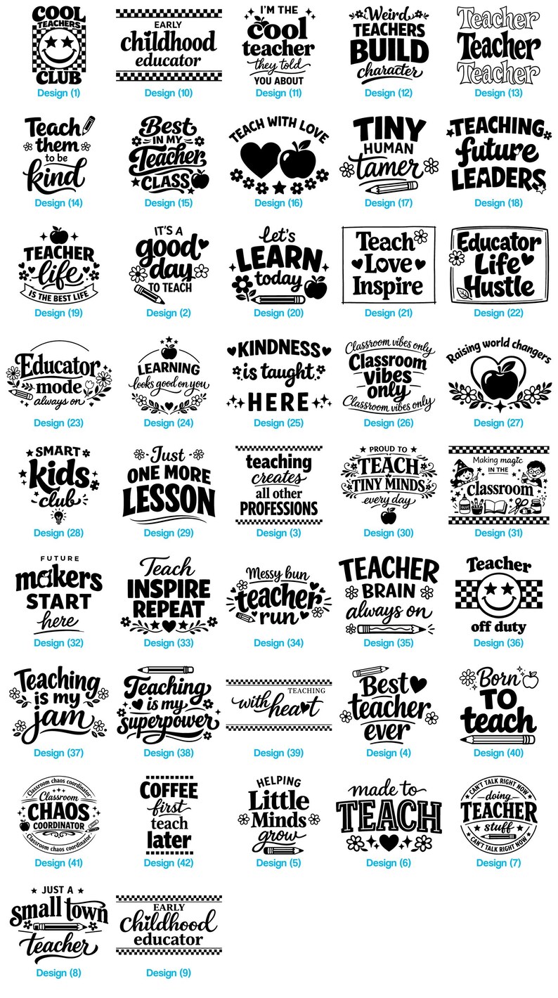 Inspirational Teacher Quotes Sayings Svg & Png Bundle for Educators and ...