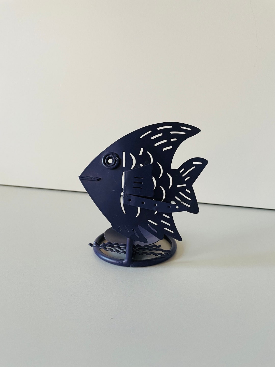 Vintage Postmodern Squiggle Metal Mini Fish Candle Holder - Etsy
