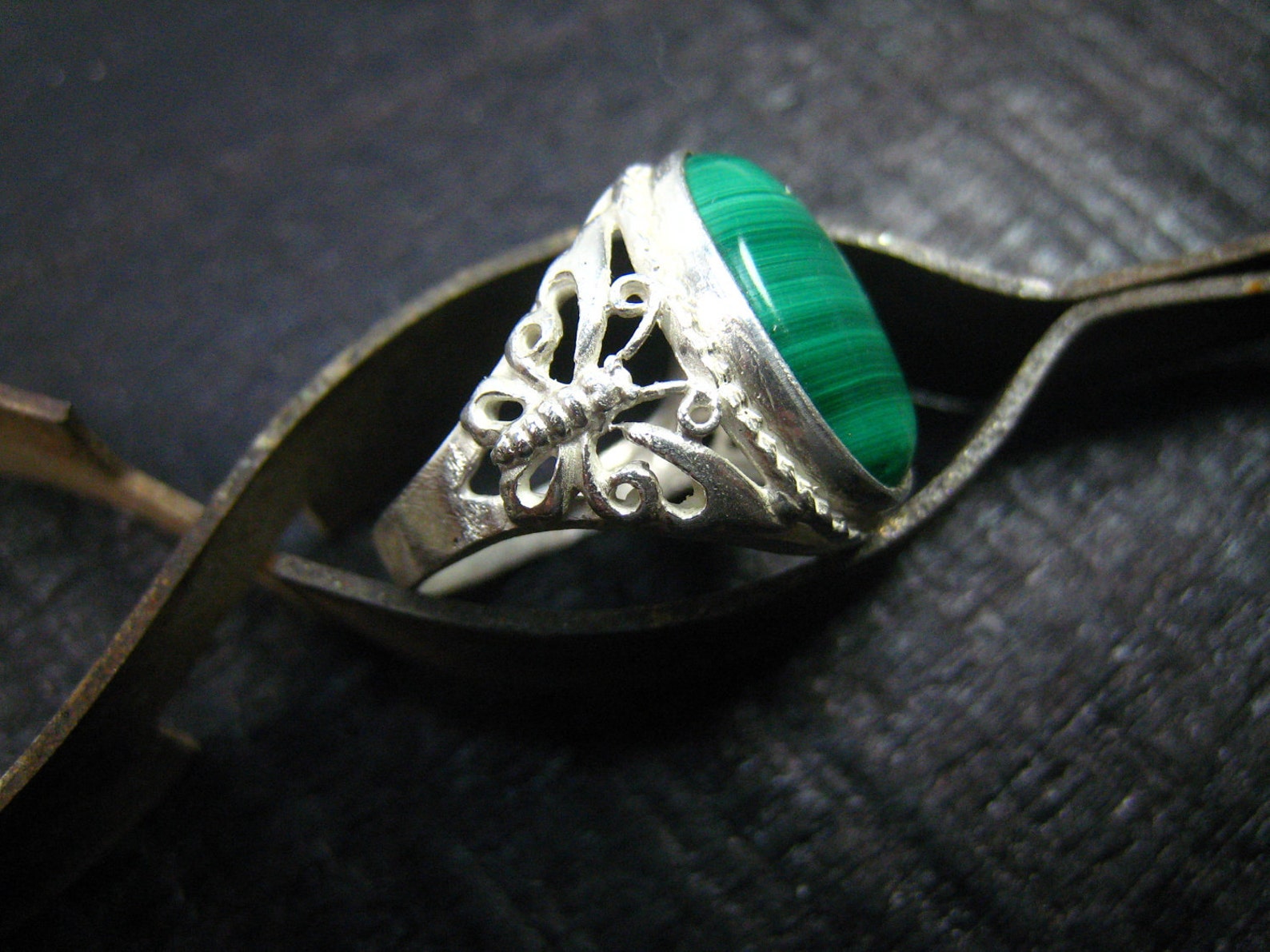 Genuine Malachite Gemstone Ring Natural Green Banded Gems - Etsy