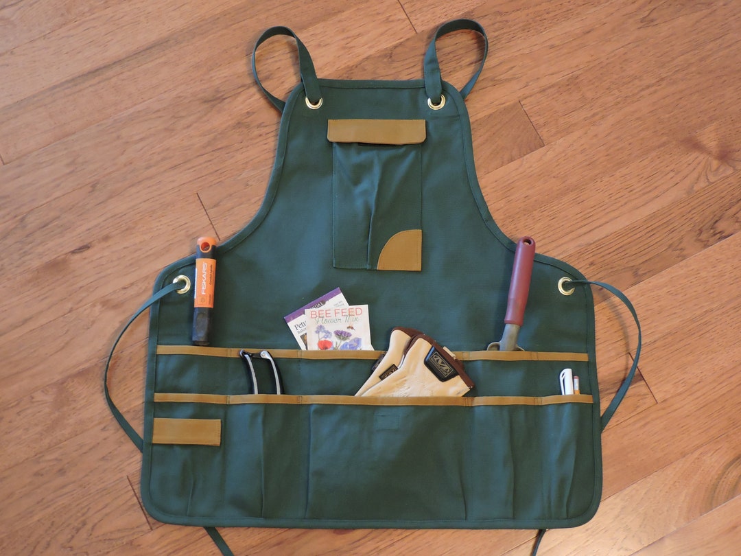 Gardening Apron / Medium and Large / Work Apron / Tool Apron / Green ...
