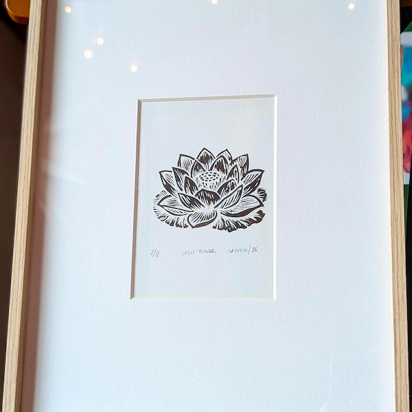 Lotus Linocut - Etsy