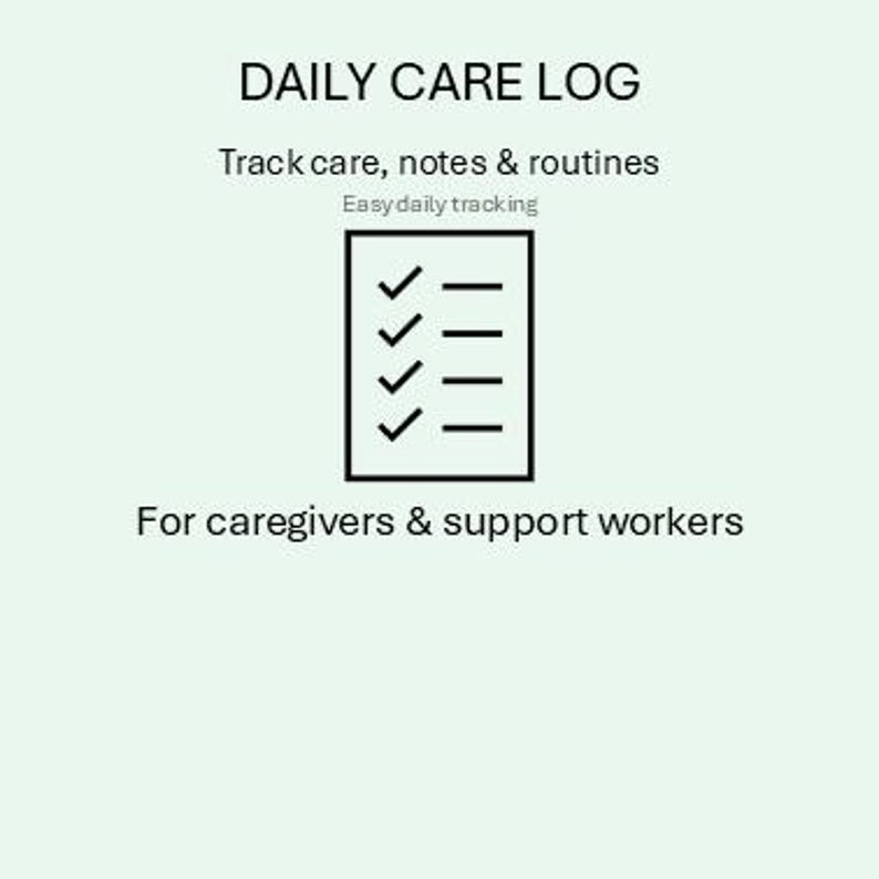 Daily Care Log Printable PDF, Caregiver Notes Tracker, Senior Care ...