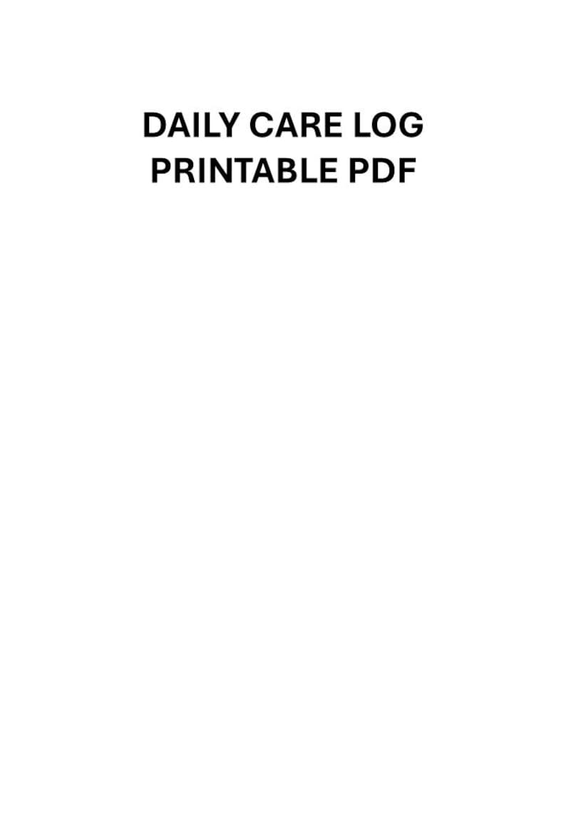 Daily Care Log Printable PDF, Caregiver Notes Tracker, Senior Care ...