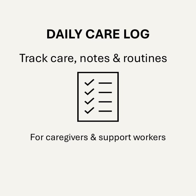 Daily Care Log Printable PDF, Caregiver Notes Tracker, Senior Care ...
