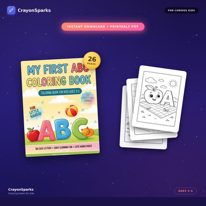 My First ABC Coloring Book | Learn Letters A-Z, Ages 3-6 (printable PDF ...