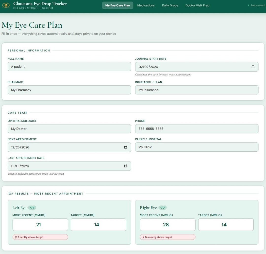 Yearly Glaucoma Eye Drop Digital Tracker and Adherence Log for Desktop ...