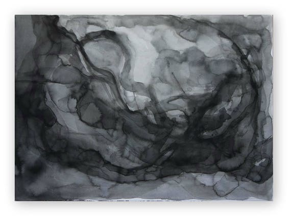 Large Original Black Ink Abstract Painting 29.5X41 Modern Ink - Etsy