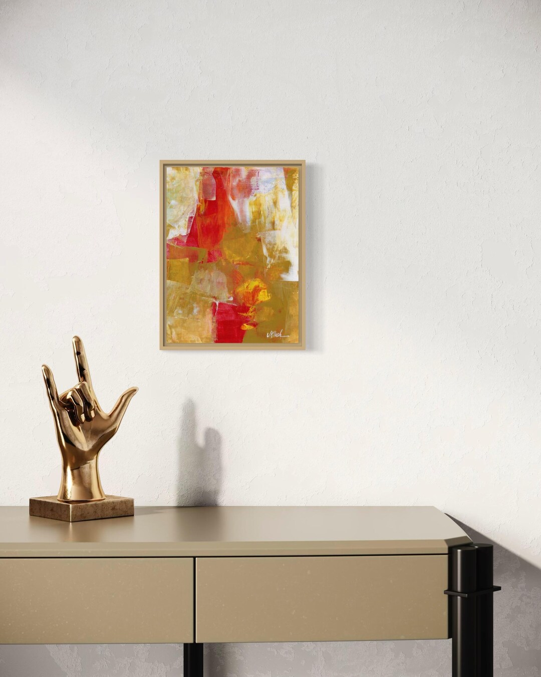 Cinder Cone, Art Original Modern Abstract Painting in Red, White, and ...