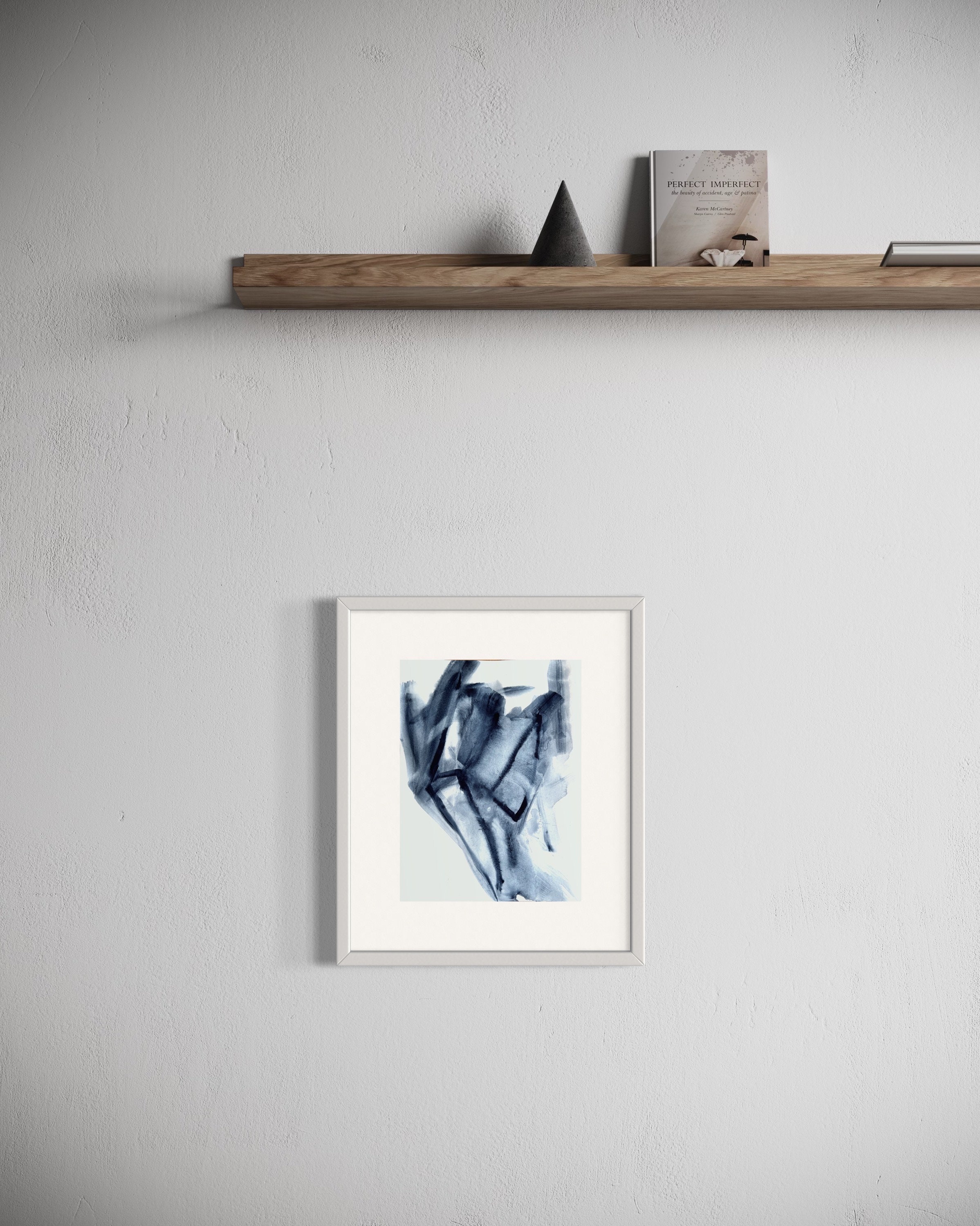 Indigo Sails, Original Watercolor Abstract a Indigo Colored Watercolor ...